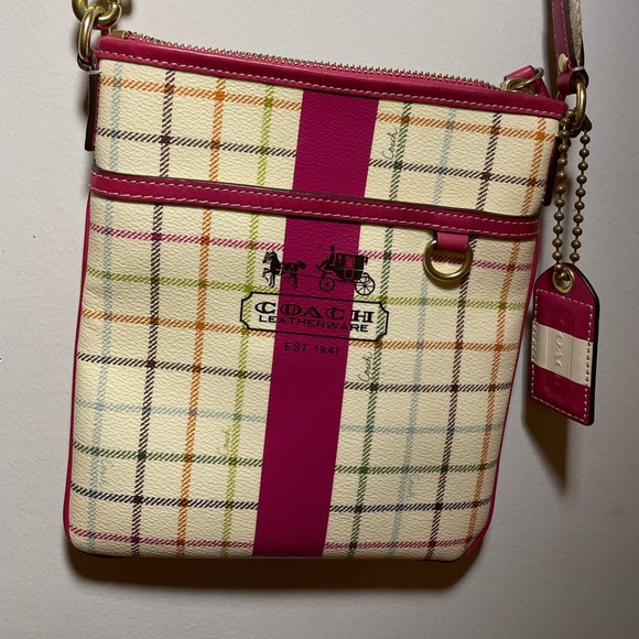 Coach | Bags | Coach Heritage Pink Plaid Tattersall Crossbody | Poshmark